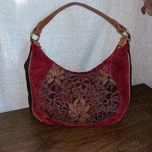 The Sak | Bags | Boho Sued Embroidered Burgundy Vintage Purse | Poshmark